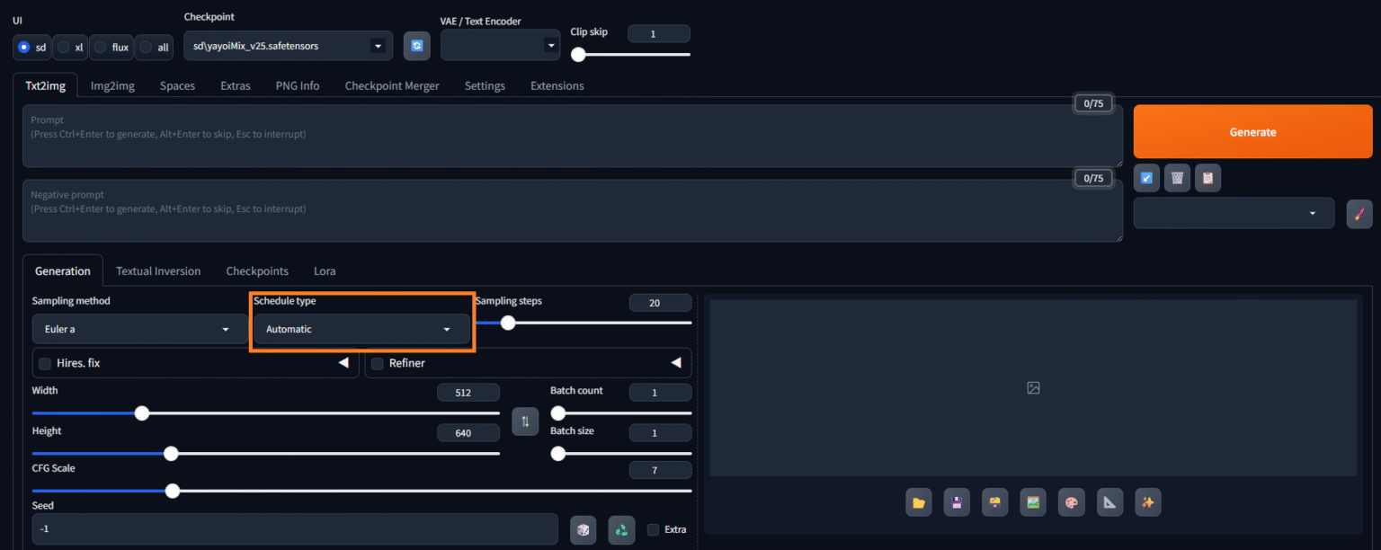 Stable DiffusionのTxt2imgにおけるSampling methodとSchedule typeの設定 - がいの部屋